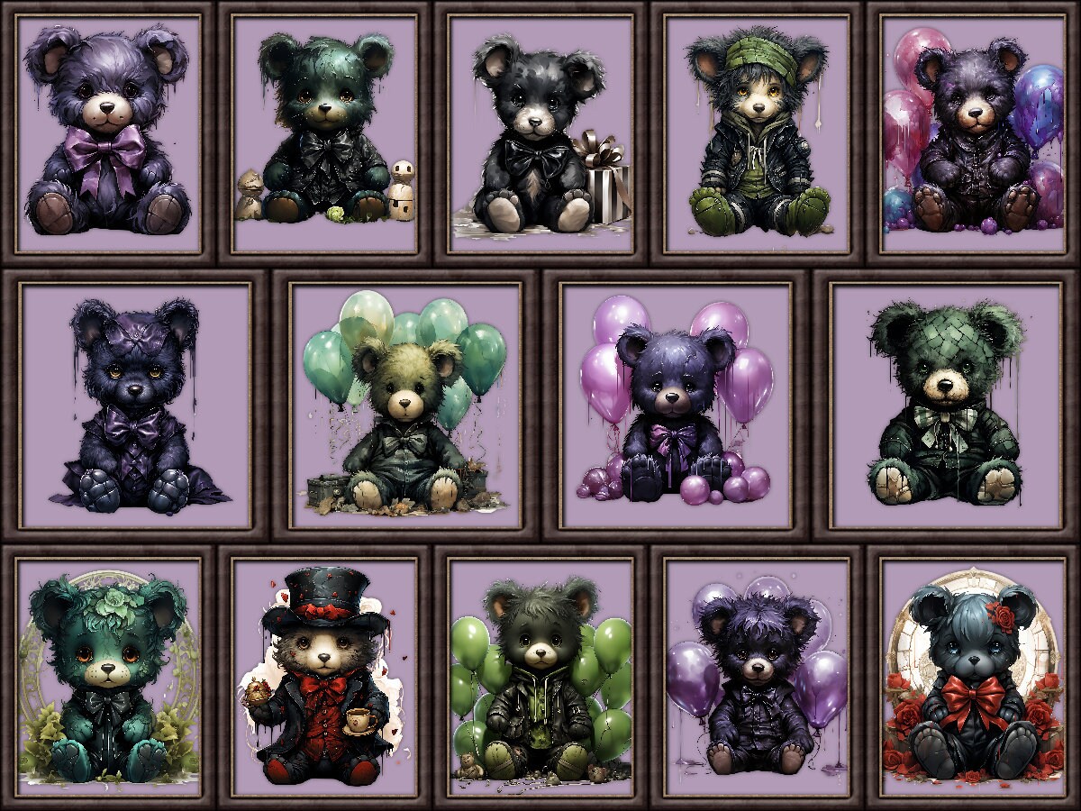 Gothic Teddy Bears Graphics Transparent Commercial License Incl ...
