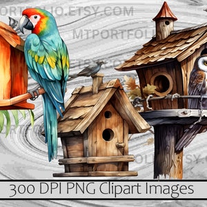 Rustic Birdhouse PNG Wood Birdhouse Sublimation Art Clipart Bundle - Etsy