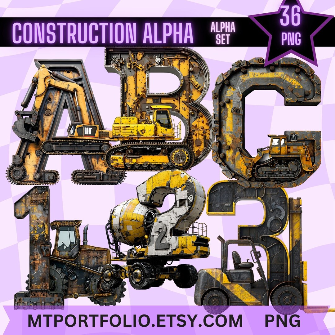 Construction Letters PNG Mechanical Alphabet Individual Letters Clipart ...