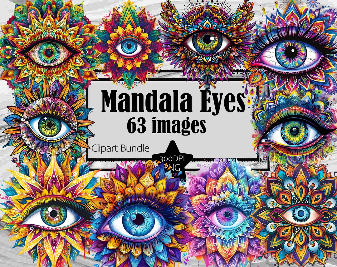 Mandala Eye Clipart Spiritual Eye PNG Bundle PNG Graphics Transparent ...