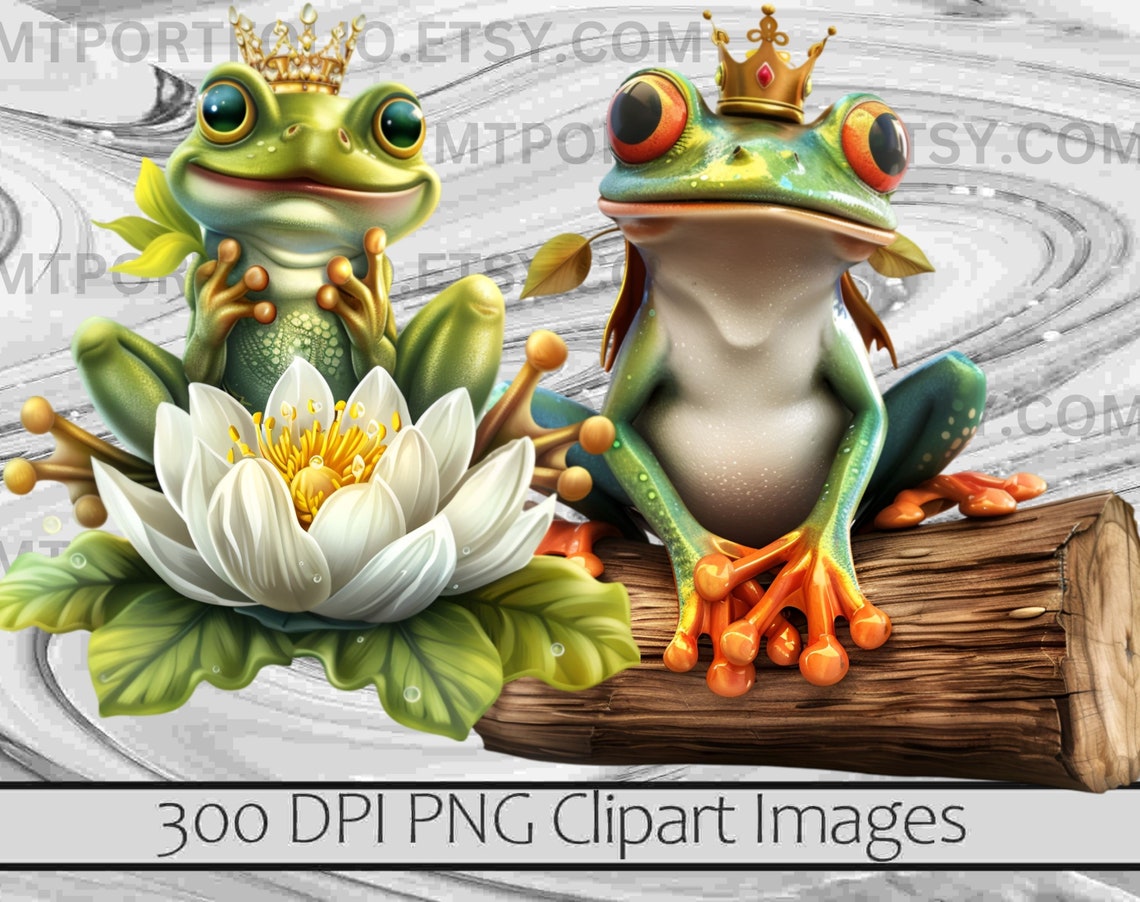 Frog Prince Clipart Royal Frog PNG Bundle Royal Crown Graphics PNG ...
