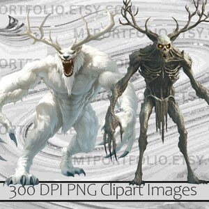 Wendigo Cryptid Clipart Classic Monster PNG Bundle PNG Graphics ...
