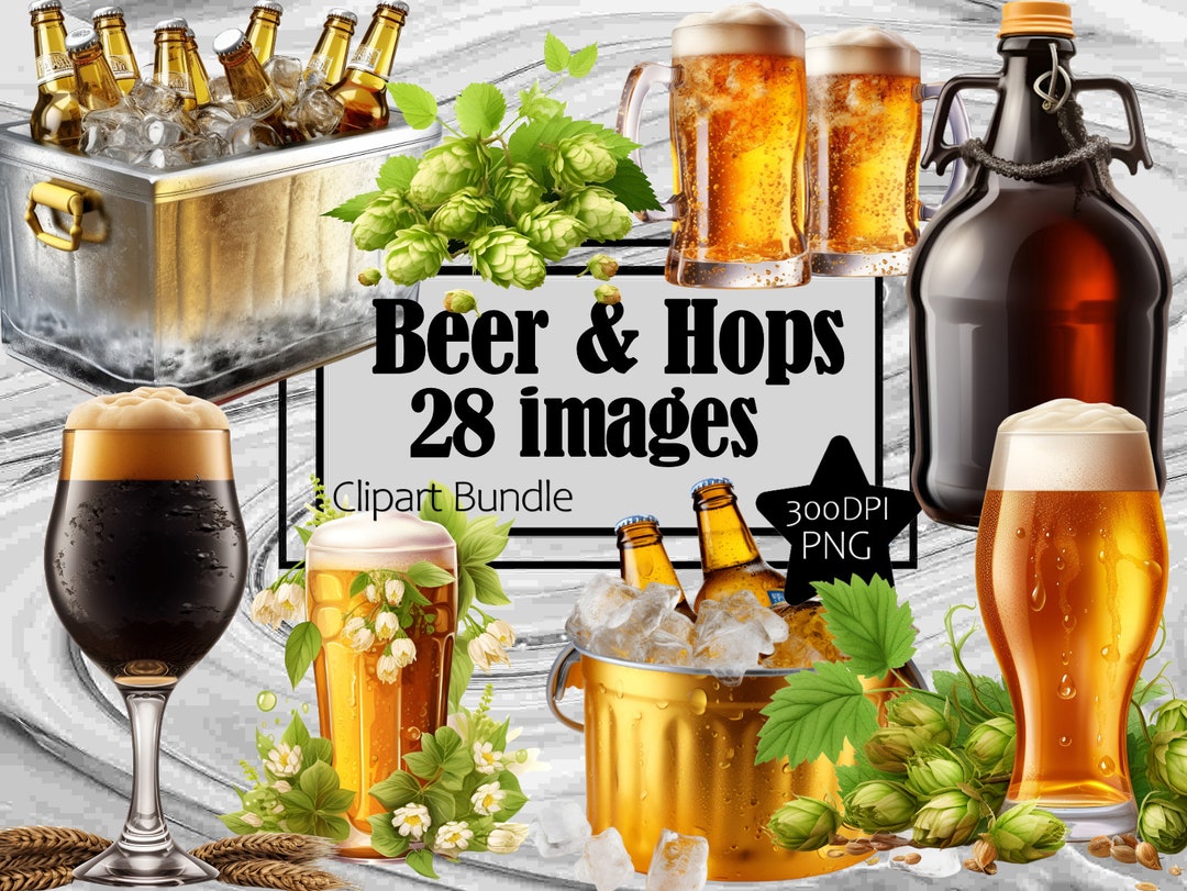 Beer Clipart Hops Graphics Brewery Wall Beer Glass Man Cave Art ...