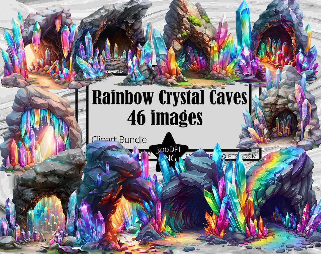 Rainbow Crystal Cave Clipart Rainbow Crystal Cave Rainbow Geode Cave ...