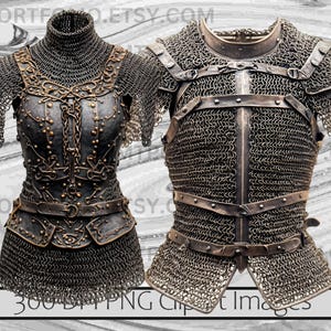 Chainmail Metal Armor Clipart Royal Chest Armor PNG Bundle Chain Armor ...