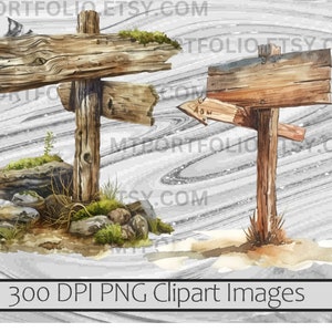 Wooden Sign Post Clipart Vintage Rustic Wood Sign PNG Graphic Sign ...