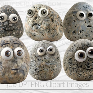 Pet Rock Clipart Retro 70's Toy PNG Googly Eyes Gag Gift Bundle PNG ...