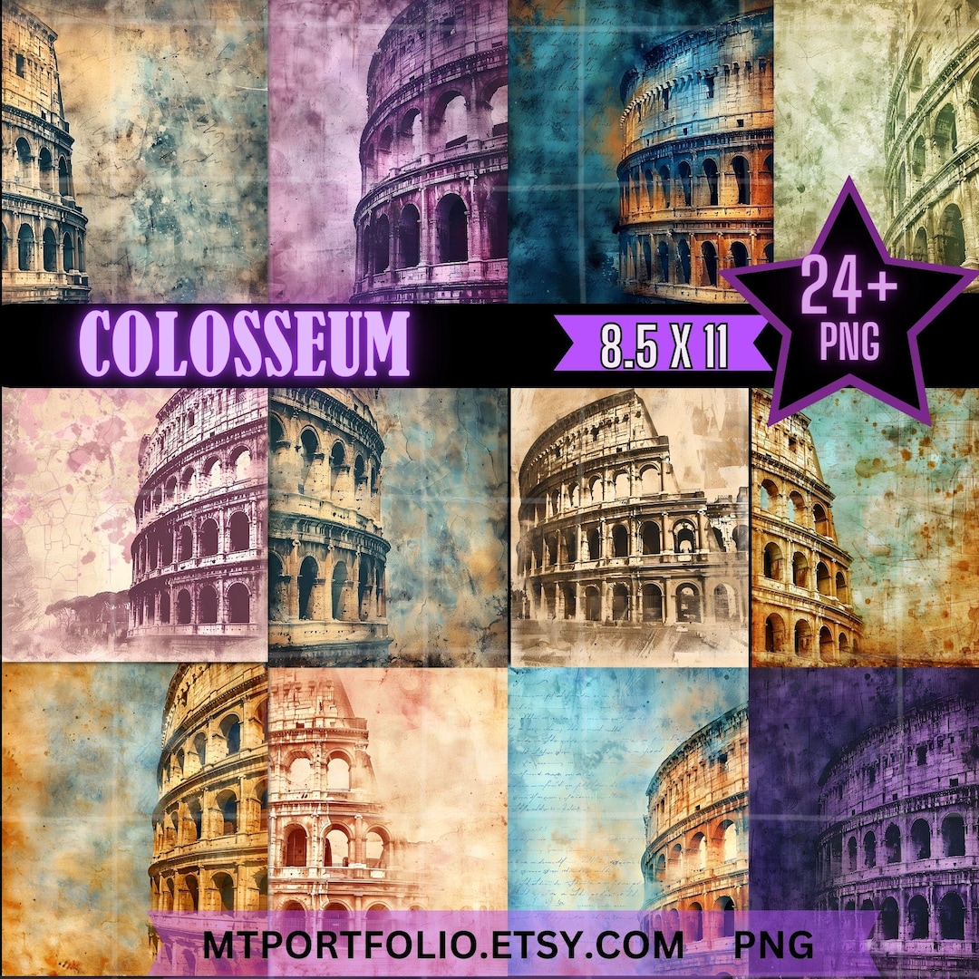 Rome Colosseum Digital 8.5 X 11 Paper Italy Clipart Print 24 Pack ...