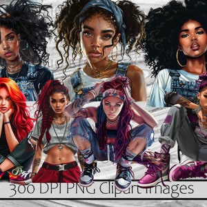 Trendy Teens Clipart Modern Girls PNG Fashion PNG Traditional ...