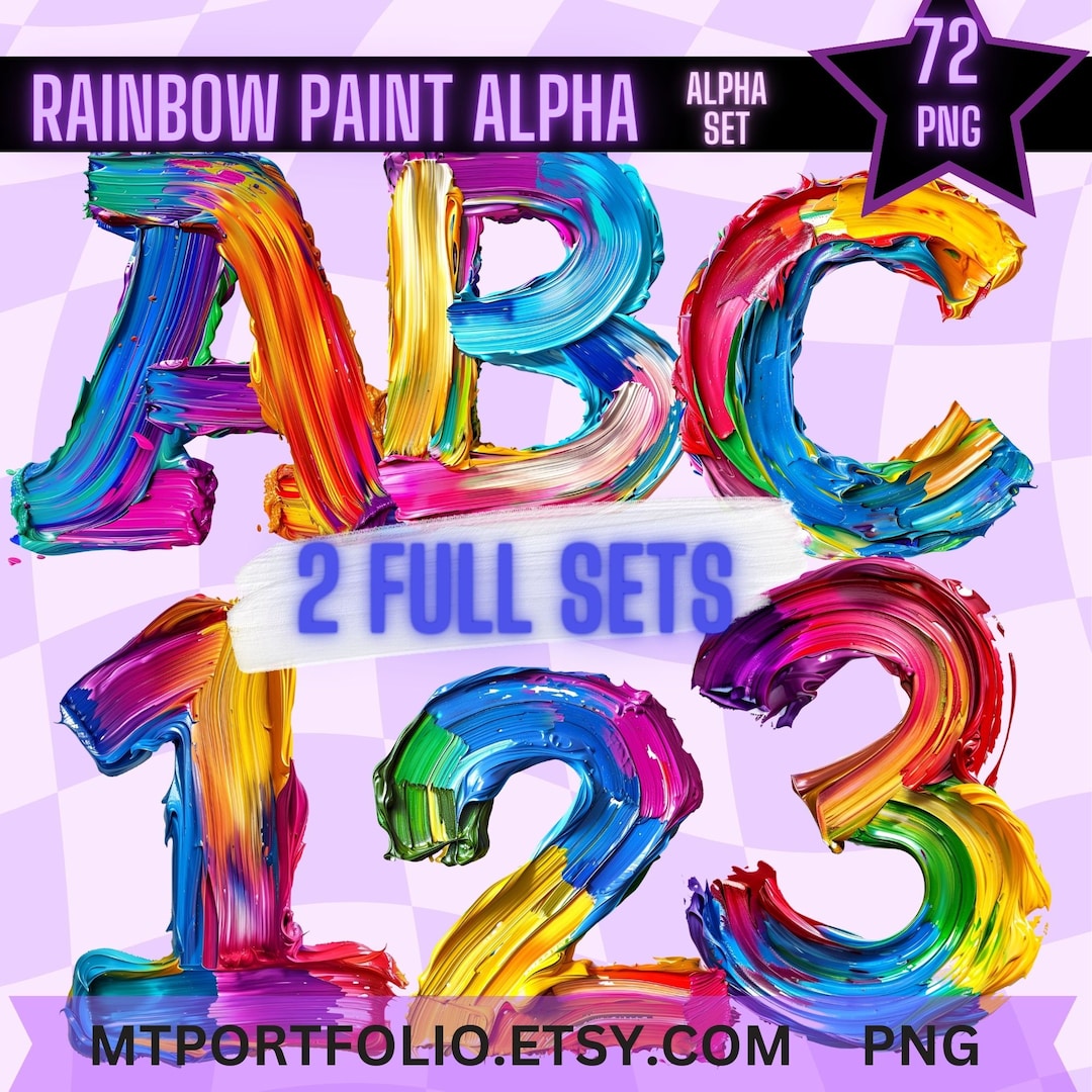 Rainbow Paint Alphabet PNG Rainbow Brushstroke Individual Letters and ...