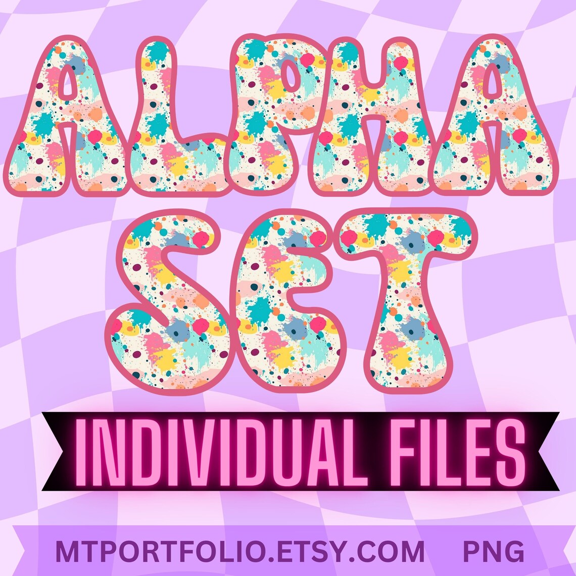 Pastel Rainbow and Pink Paint Splatter Alphabet PNG Individual Letters ...