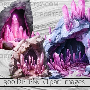 Pink Crystal Cave Clipart Pink Crystal Cave Pink Geode Cave Pink ...