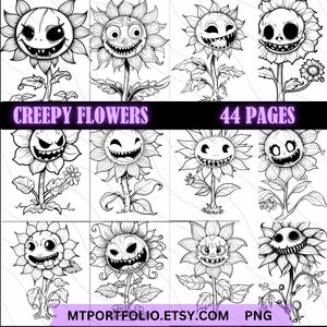 Creepy Cute Flowers 44 Coloring Pages for Adults Flower Monster Plants ...