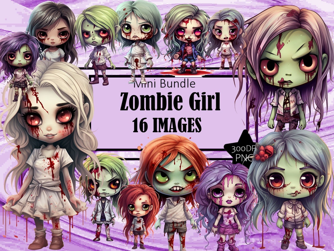 Undead Zombie Girl Walking Dead Walker Chibi Kawaii Art Clipart ...