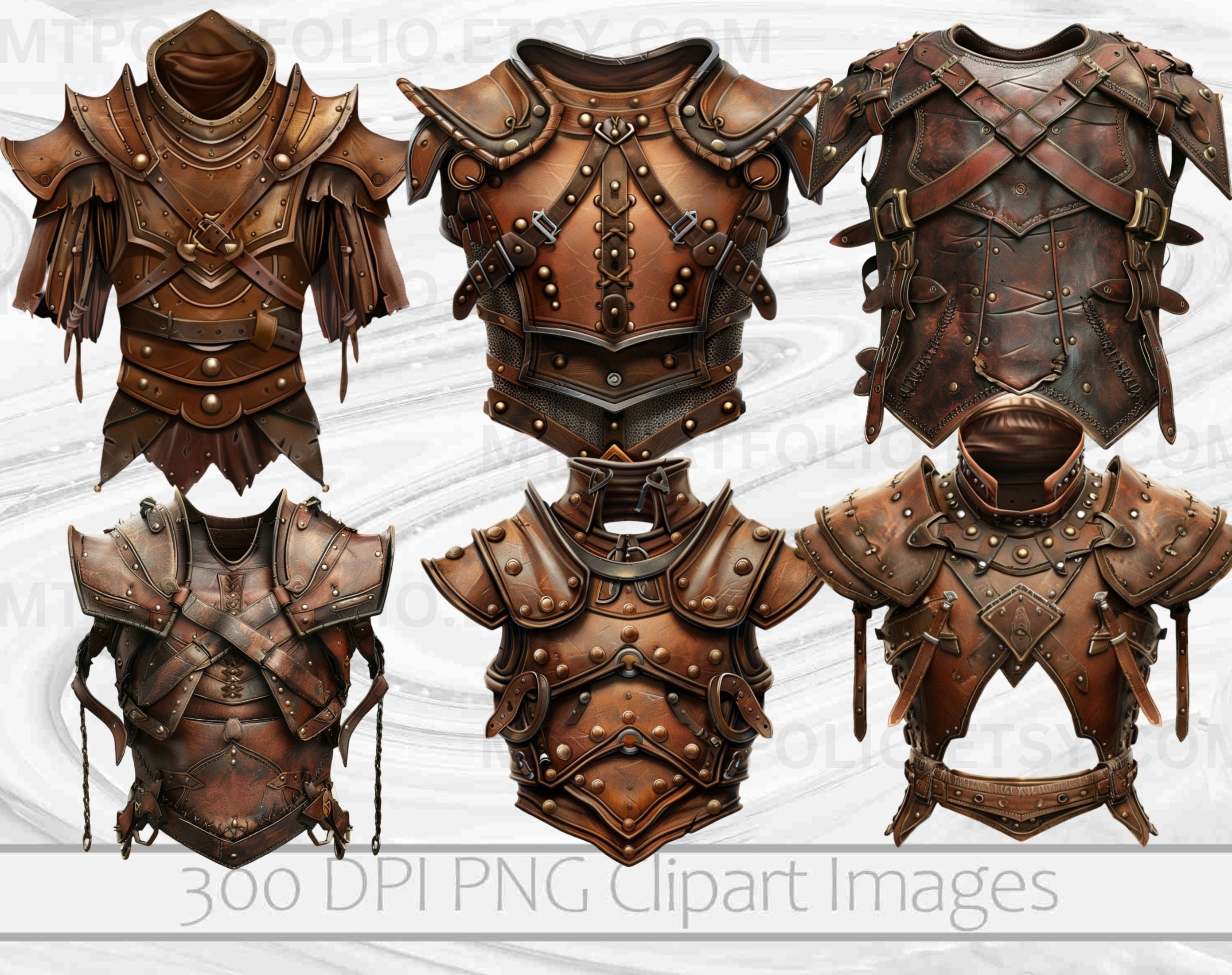 Leather Armor Clipart Cosplay Chest Armor PNG Bundle Medieval Armor ...