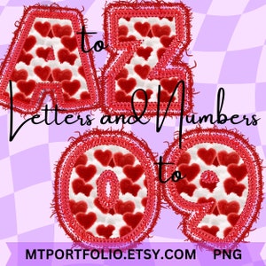 Red Fuzzy Heart Alphabet PNG Furry Heart Individual Letters and Numbers ...