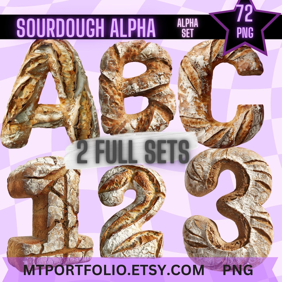 Sourdough Alphabet PNG Bakery Menu Individual Letters Numbers Clipart ...