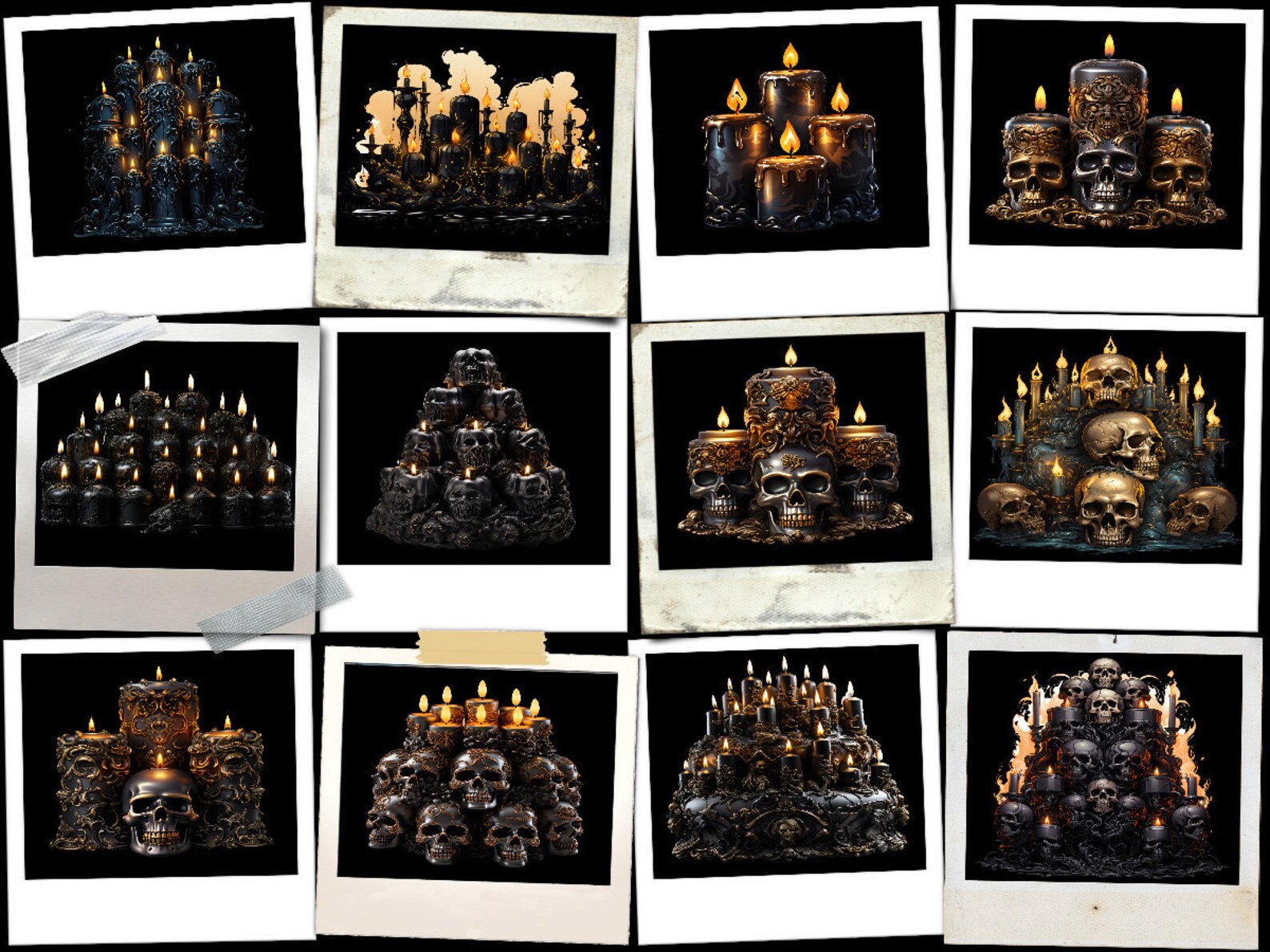Black Candles Spooky Halloween Clipart Graphics Transparent Commercial ...
