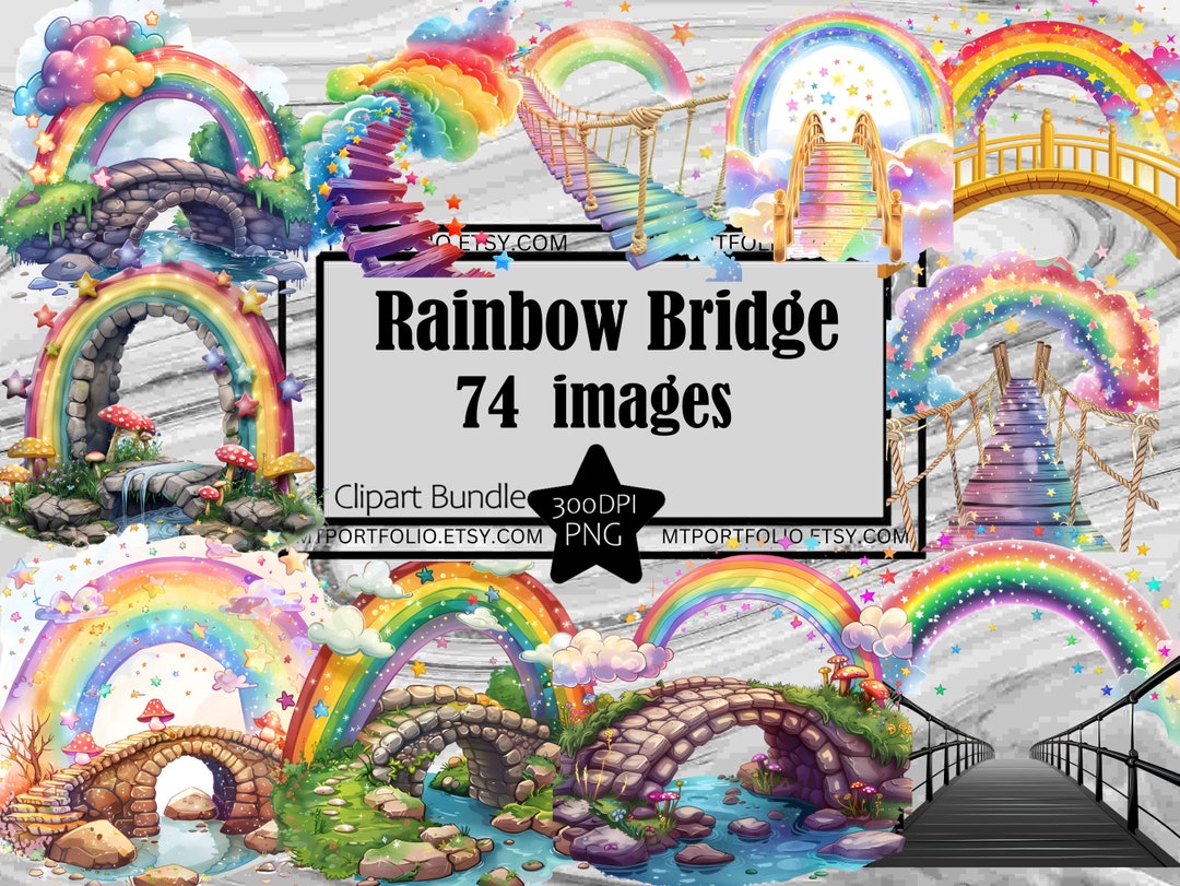 Rainbow Bridge Clipart Memorial PNG Rainbow Arch Clipart Digital ...