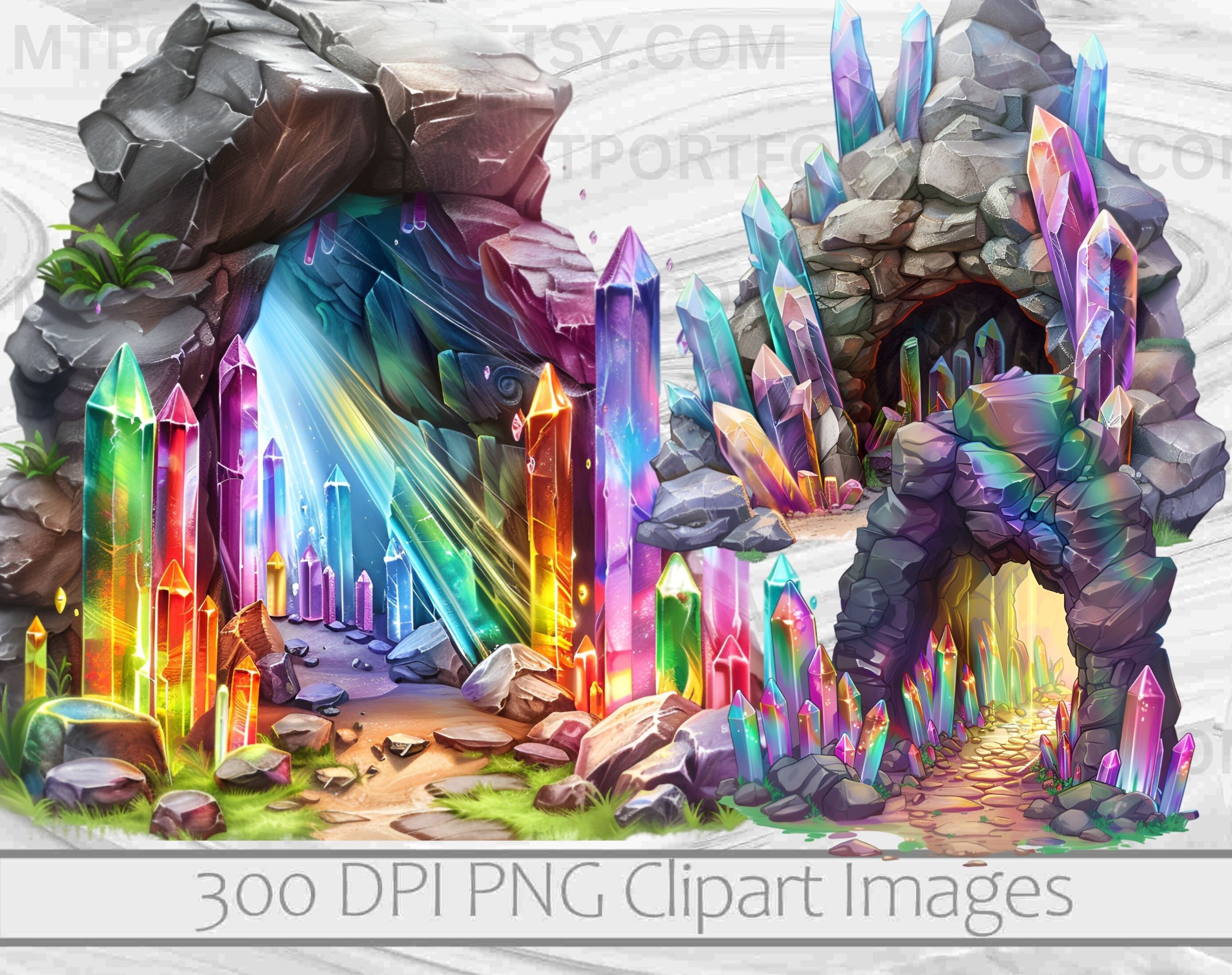 Rainbow Crystal Cave Clipart Rainbow Crystal Cave Rainbow Geode Cave ...