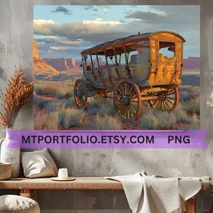 Vintage Rusty Stagecoach Printable Art Southwest Scenery Wall Art Man ...
