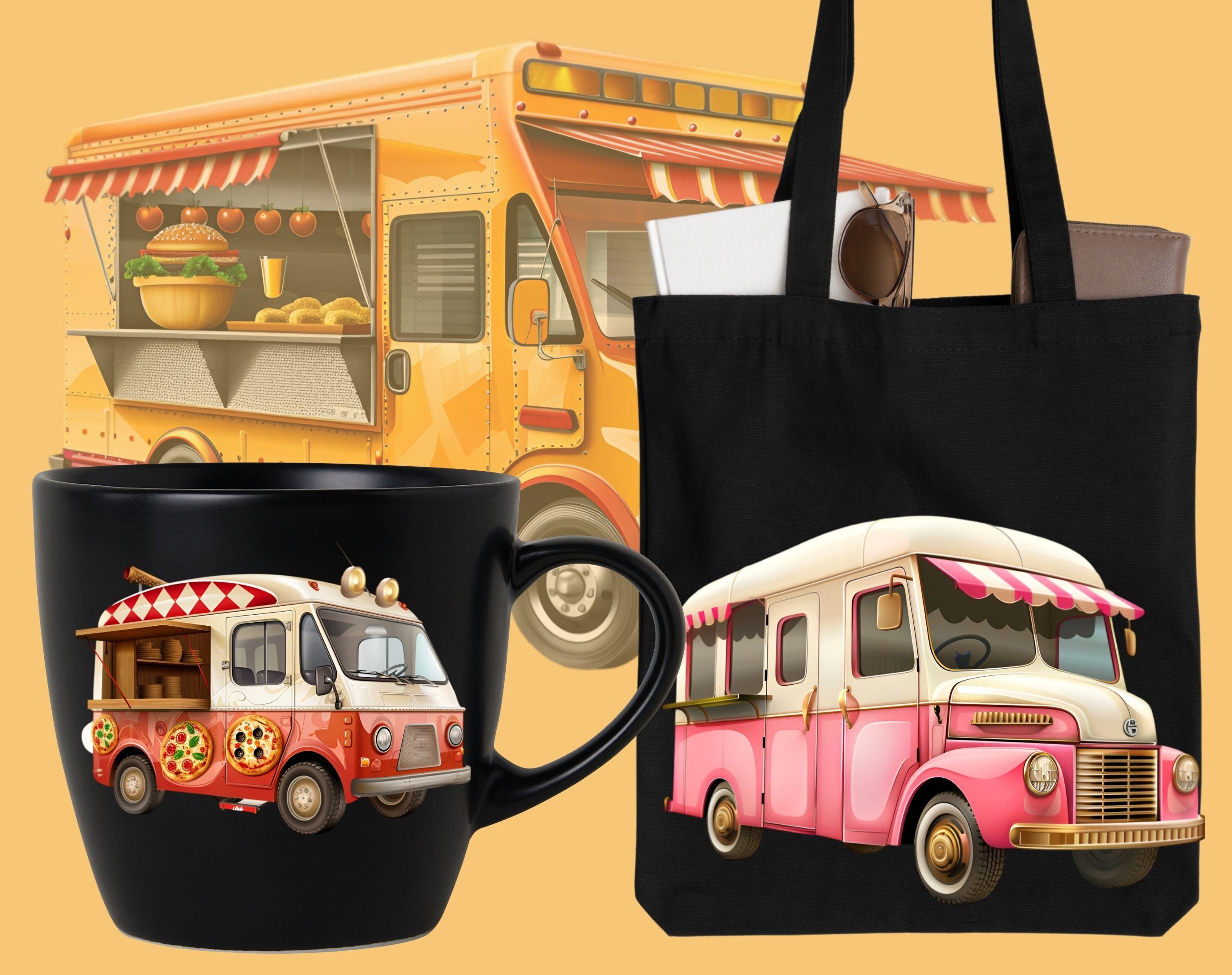 Food Trucks Clipart Street Food PNG Mobile Kitchen Menu Bundle PNG ...