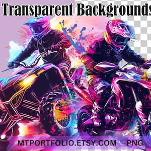 Neon ATV Clipart Neon Dirtbike PNG Quad Bike Bundle Motocross PNG Retro ...