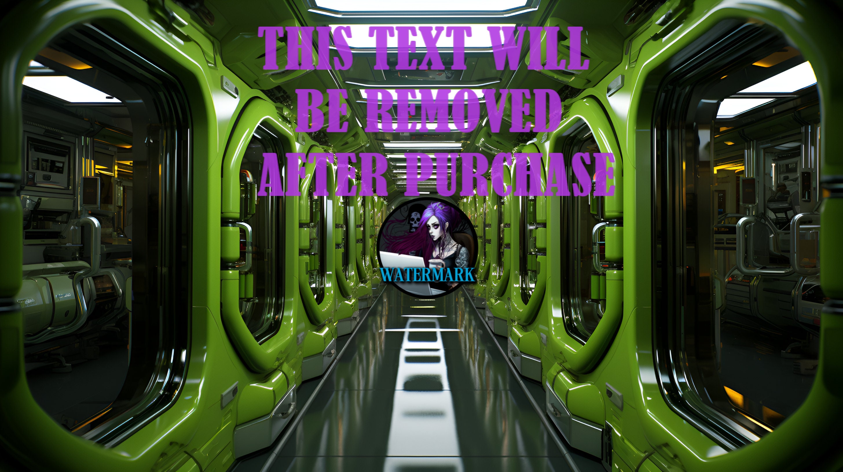 Alien Ship Interior Green Neon 4 Pack Zoom Background Virtual Meeting ...