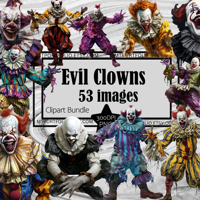 Scary Clown Clipart - Etsy