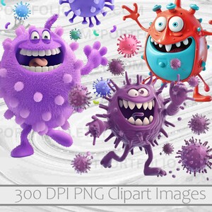 Germs Clipart Virus Clipart PNG Bundle Anime Health Education PNG ...
