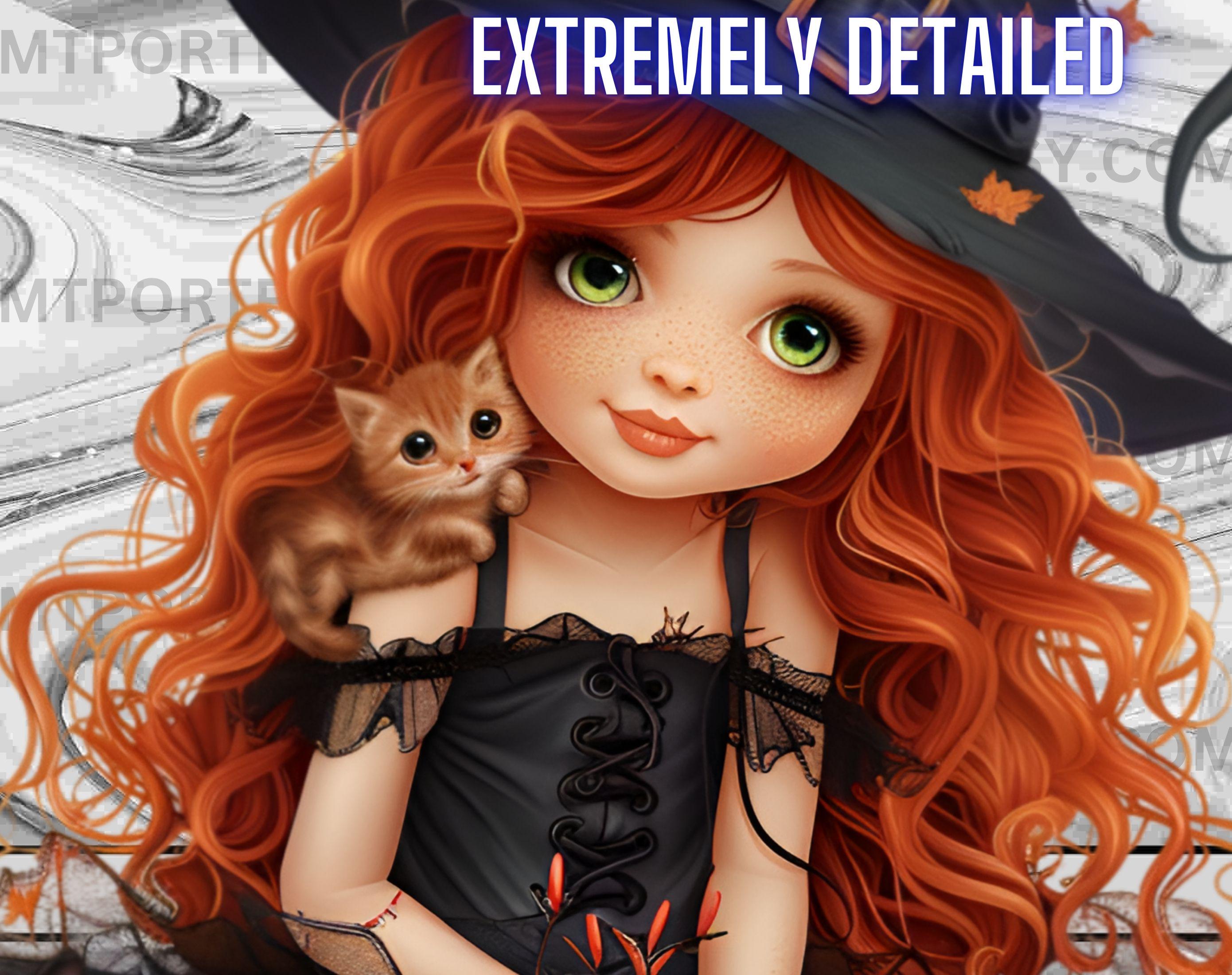 Little Witch Clipart Cute Witches PNG Anime Witches Bundle PNG Graphics ...