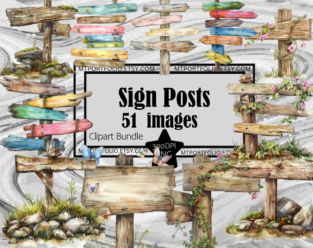 Wooden Sign Post Clipart Vintage Rustic Wood Sign PNG Graphic Sign ...