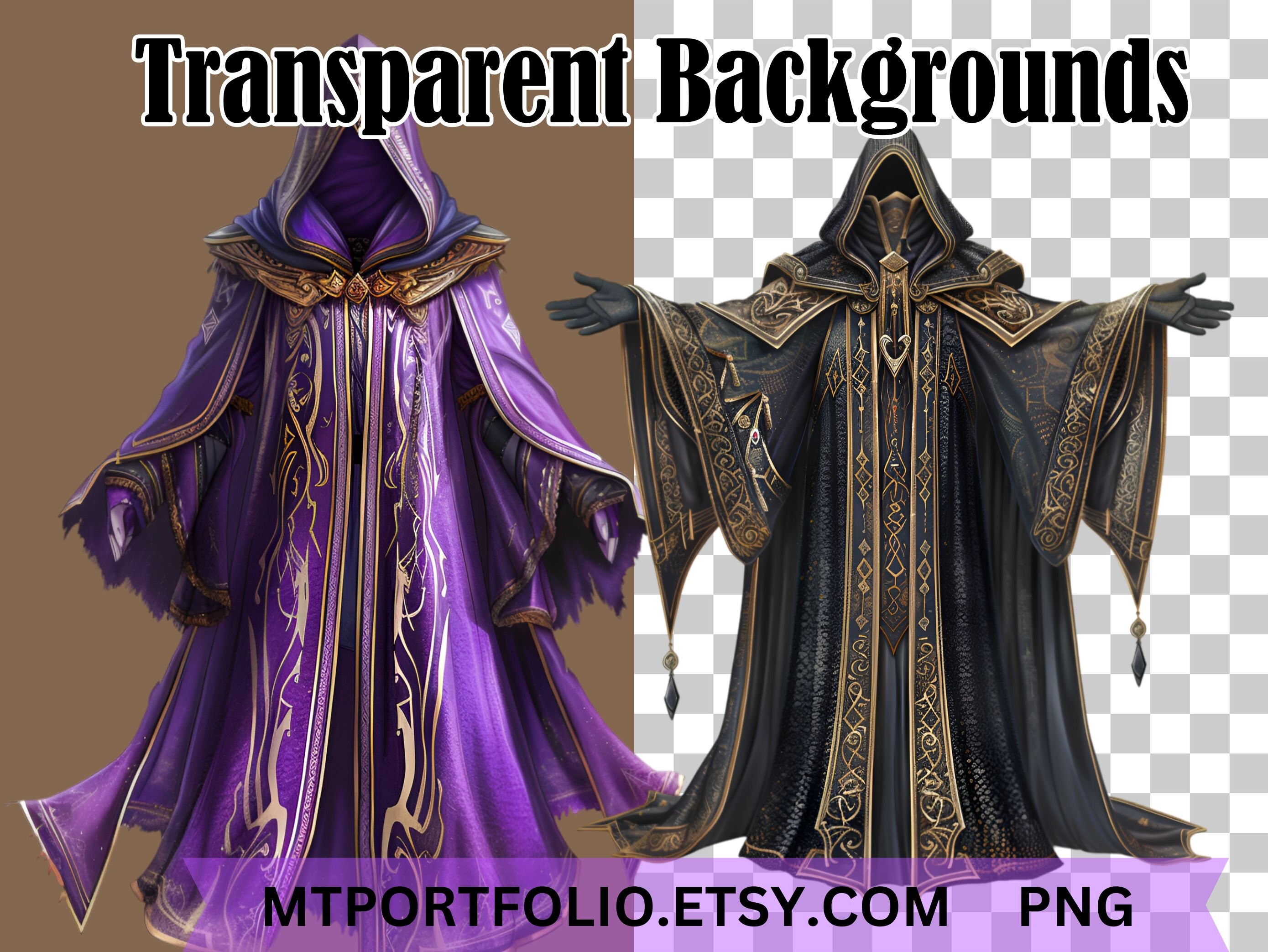 Wizard Robes Clipart Magic Cloak PNG Cosplay Robe Clipart Digital ...