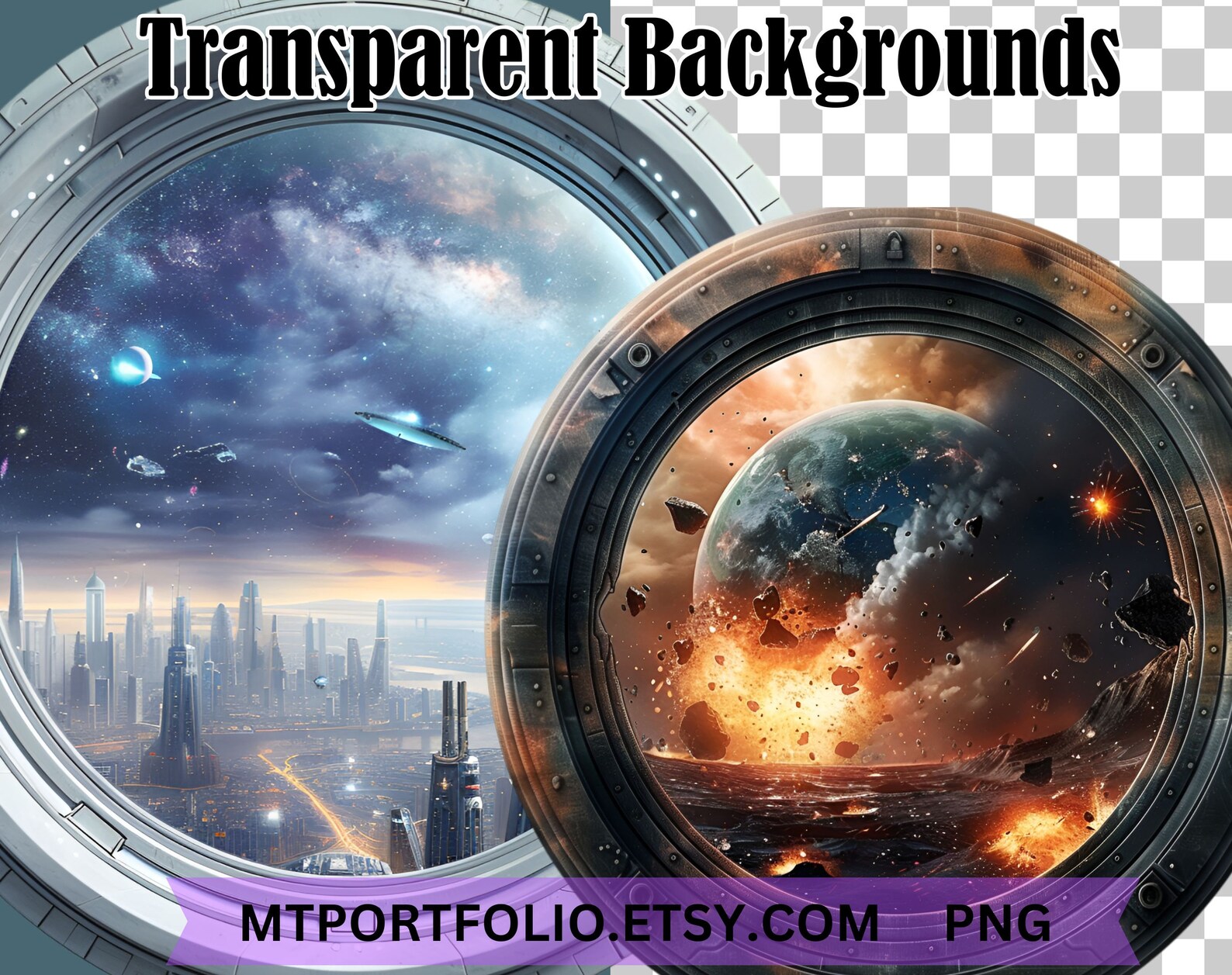 Spaceship Window Clipart Portal Window PNG Bundle PNG Graphics ...