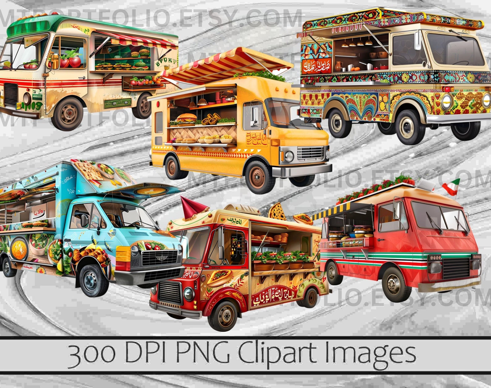 Food Trucks Clipart Street Food PNG Mobile Kitchen Menu Bundle PNG ...