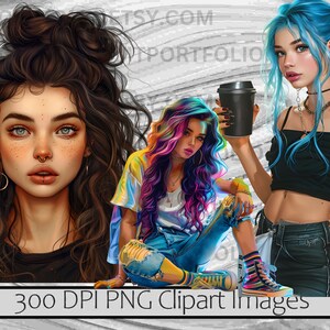 Trendy Teens Clipart Modern Girls PNG Fashion PNG Traditional ...