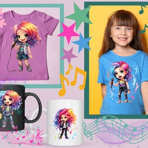 Pastel Rainbow Singer Singing Girl Chibi Kawaii Art Clipart - Etsy