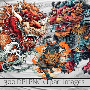 Fu Dog Clipart Japanese Tattoo Dog PNG Clipart Bundle Tattoo Flash ...