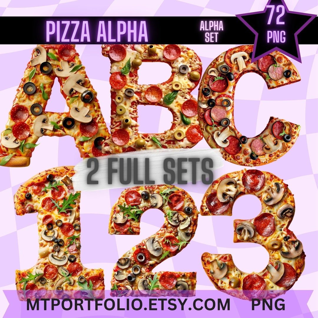 Pizza Party Alphabet PNG Pizza Individual Letters and Numbers Clipart ...