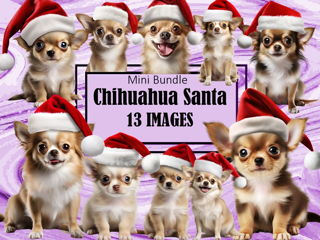 Chihuahua Chihuahueno Red Santa Hat Christmas Graphics Dog Mom Art ...