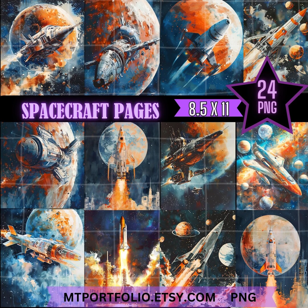 Spacecraft Junk Journal 8.5 X 11 Paper 24 Pack Vintage Space Paper ...