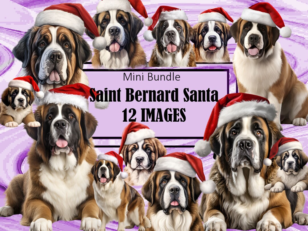 Saint Bernard Red Santa Hat Christmas Graphics Dog Mom Art Sublimation ...