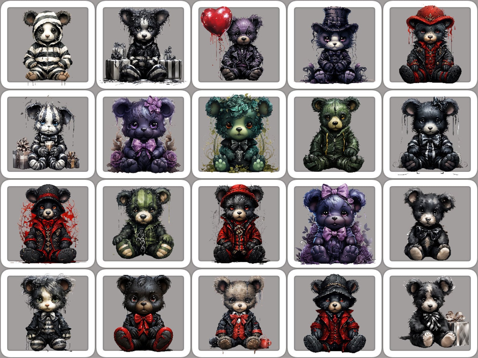 Gothic Teddy Bears Graphics Transparent Commercial License Incl ...