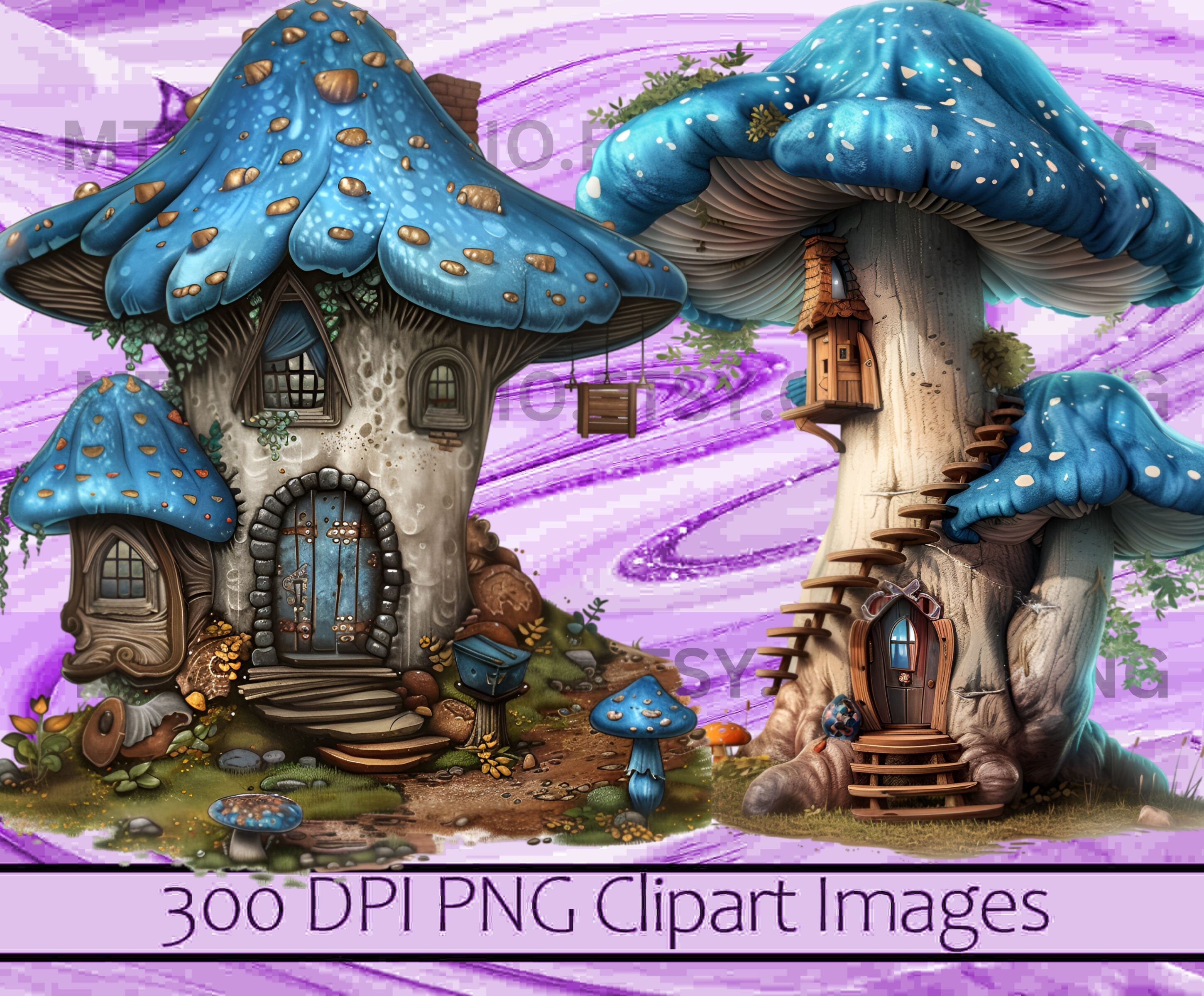 Mushroom House Clipart Blue Mushroom House Fairytale Fantasy House ...
