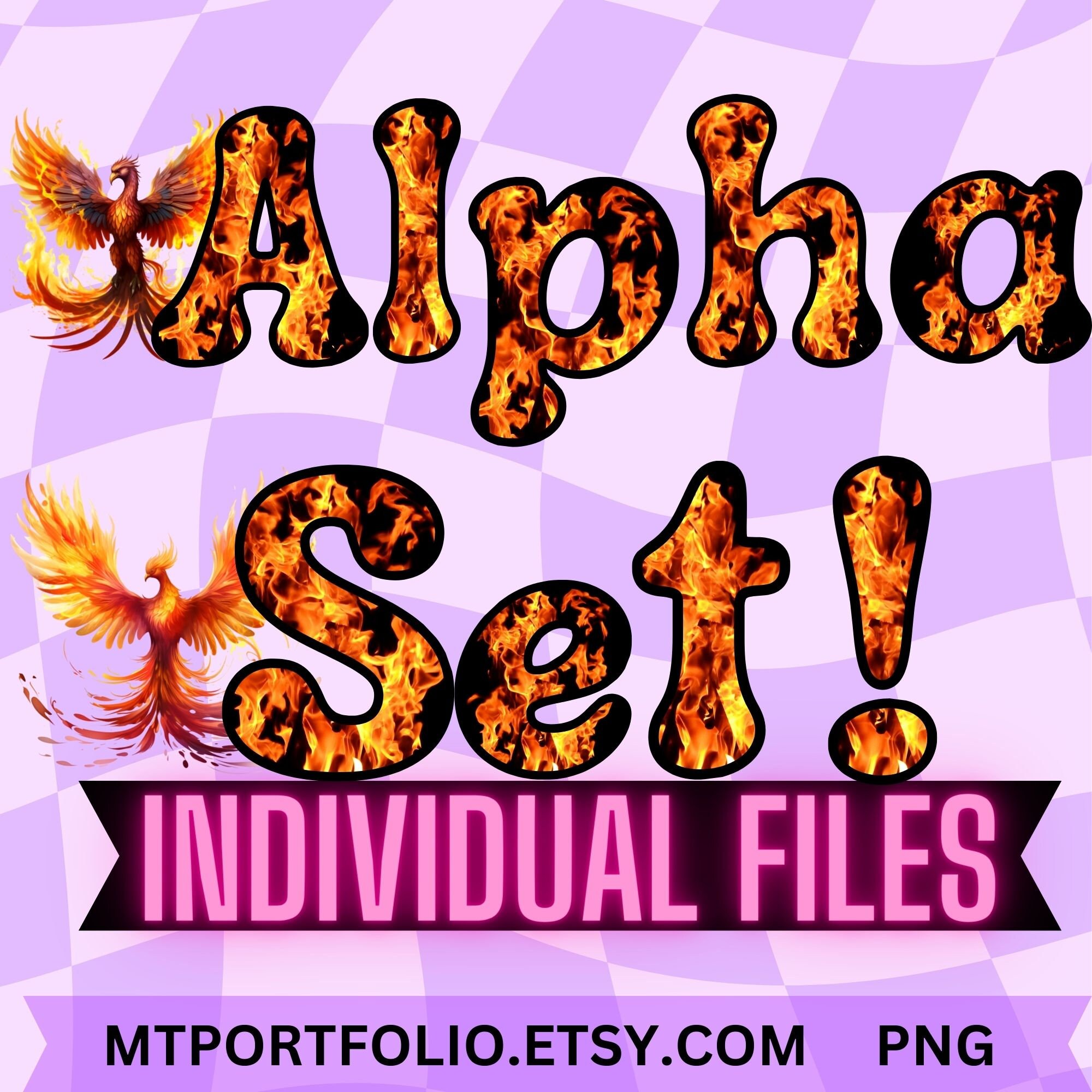 Fire Phoenix Alphabet PNG Individual Letters Clipart Digital Alphabet ...