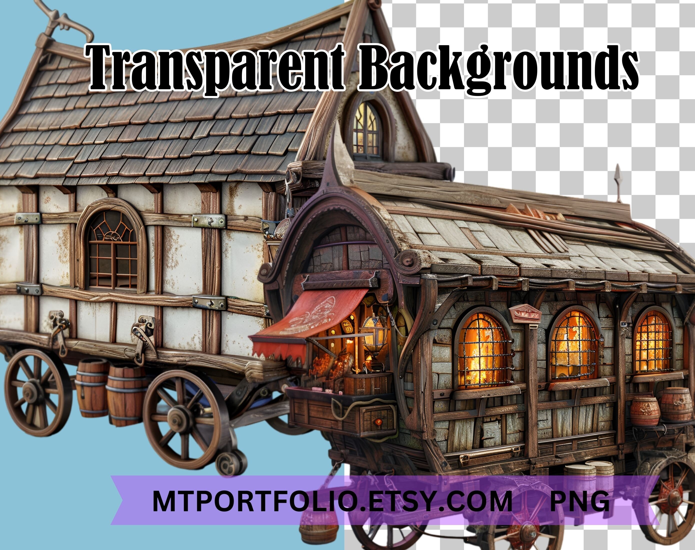 Merchant Cart Clipart Medieval Cart PNG Graphic RPG Shop Transparent ...