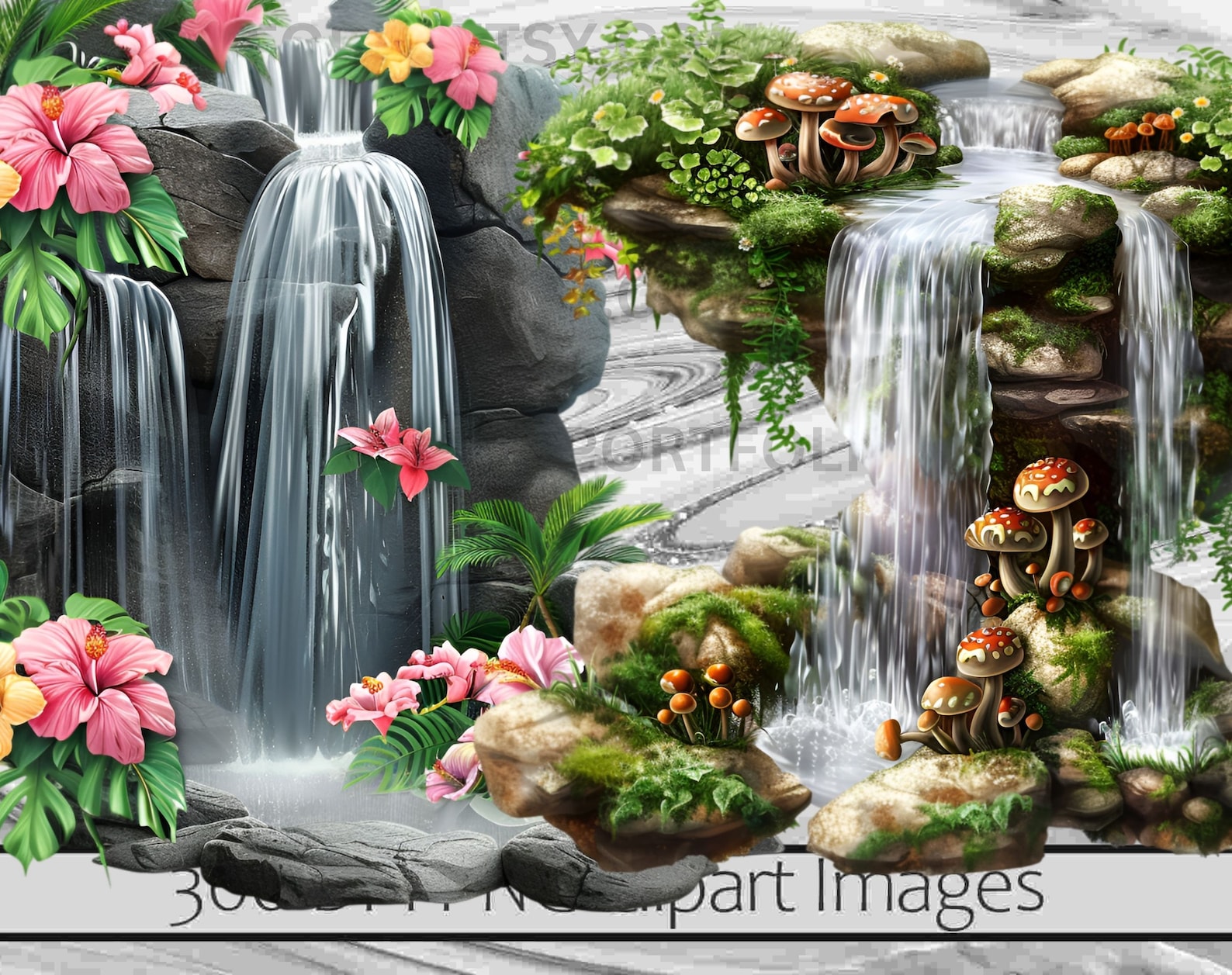 Waterfall Clipart Tropical Clipart PNG Raging River Graphic Waterfall ...