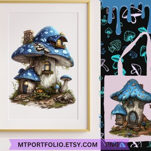 Mushroom House Clipart Blue Mushroom House Fairytale Fantasy House ...