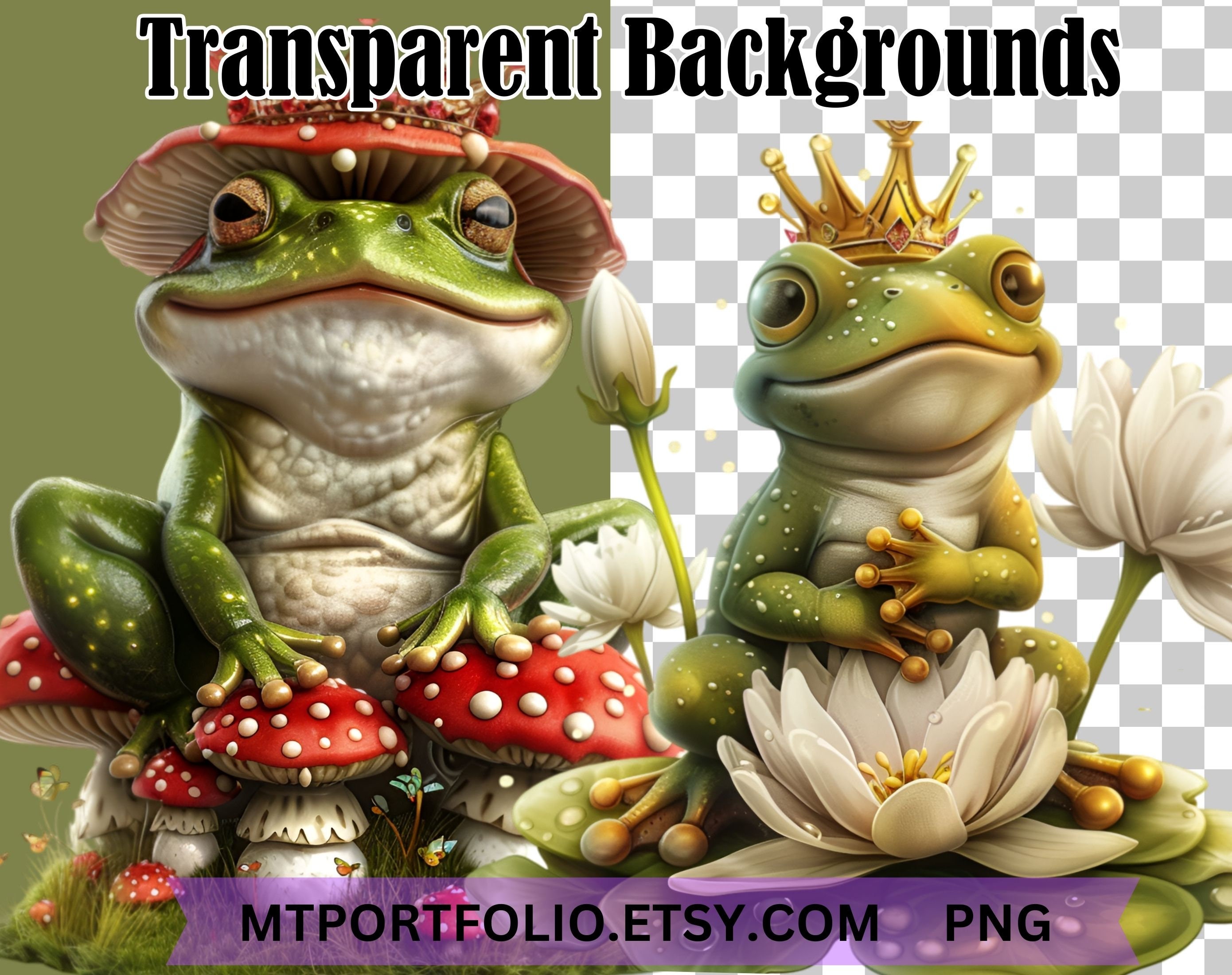 Frog Prince Clipart Royal Frog PNG Bundle Royal Crown Graphics PNG ...