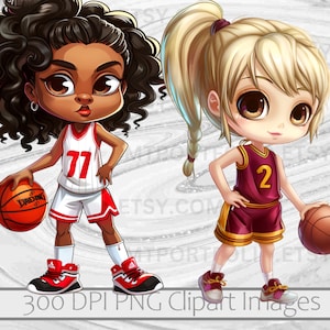 Basketball Girl Clipart Chibi Basketball Player Png Digital Download ...